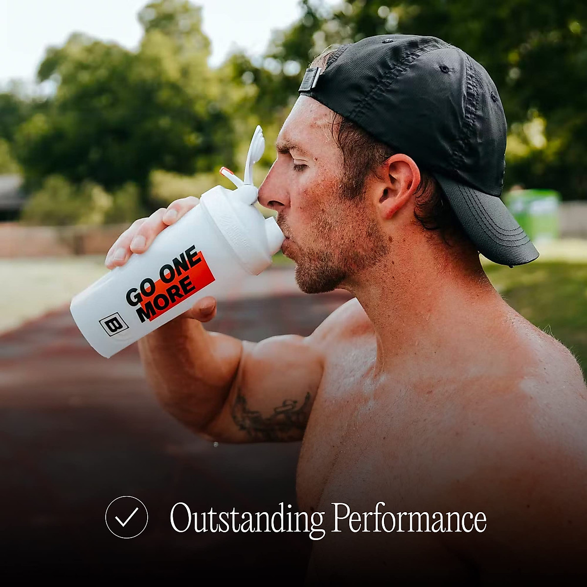 BARE PERFORMANCE NUTRITION Go One More BlenderBottle Shaker Bottle, 28 oz Shaker Bottle with Wire Whisk, White