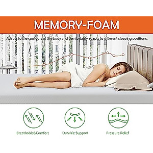 5/6/8/10/12 inch Full Size Mattress with Cover, Green Tea Cooling Gel Memory Foam Mattress for a Cool Sleep & Pressure Relief, Medium Firm Base Foam Mattresses, Bed in a Box, CertiPUR-US Certified
