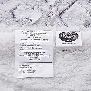 DaDa Bedding Luxury White Faux Fur Throw Blanket - Dreamy Milky Way Cloud Purple Undertone Embossed Sherpa Backside - Super Soft Warm Cozy Plush Fluffy - 63" x 90"