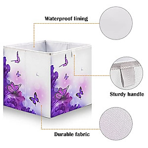Butterfly Flowers Hydrangeas Iris Storage Basket Storage Bin Rectangular Collapsible Storage Containers Cute Bin Organizer for Office Outside Cars