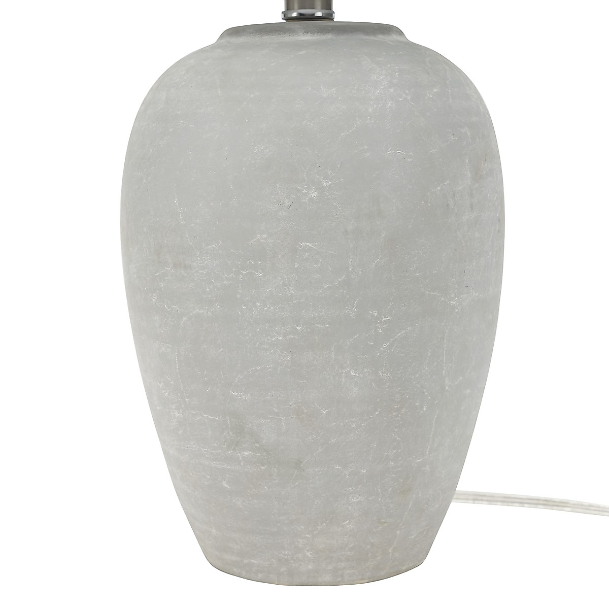 Nourison 23" Grey Vintage Distressed Ceramic Pot Table Lamp for Bedroom, Living Room, End Table, with Grey Tapered Drum Shade