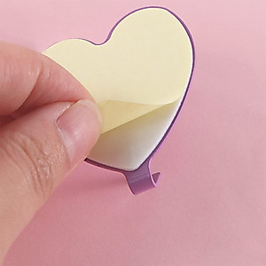 Vctitil 7/12 Pack Utility Hooks Heart Shaped Decorative Wall Hooks Strong Sticky Self Adhesive Hooks Stainless Steel Wall Hook (7 Color) (12 Pcs)