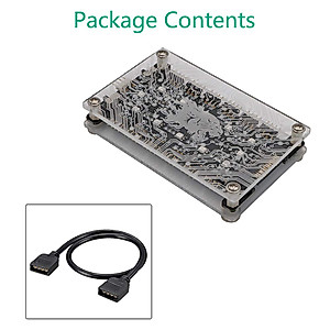 Newest Version 12V RGB Hub with Acrylic Case and Magnetic Standoff for ASUS/MSI 12V 4Pin LED Controller