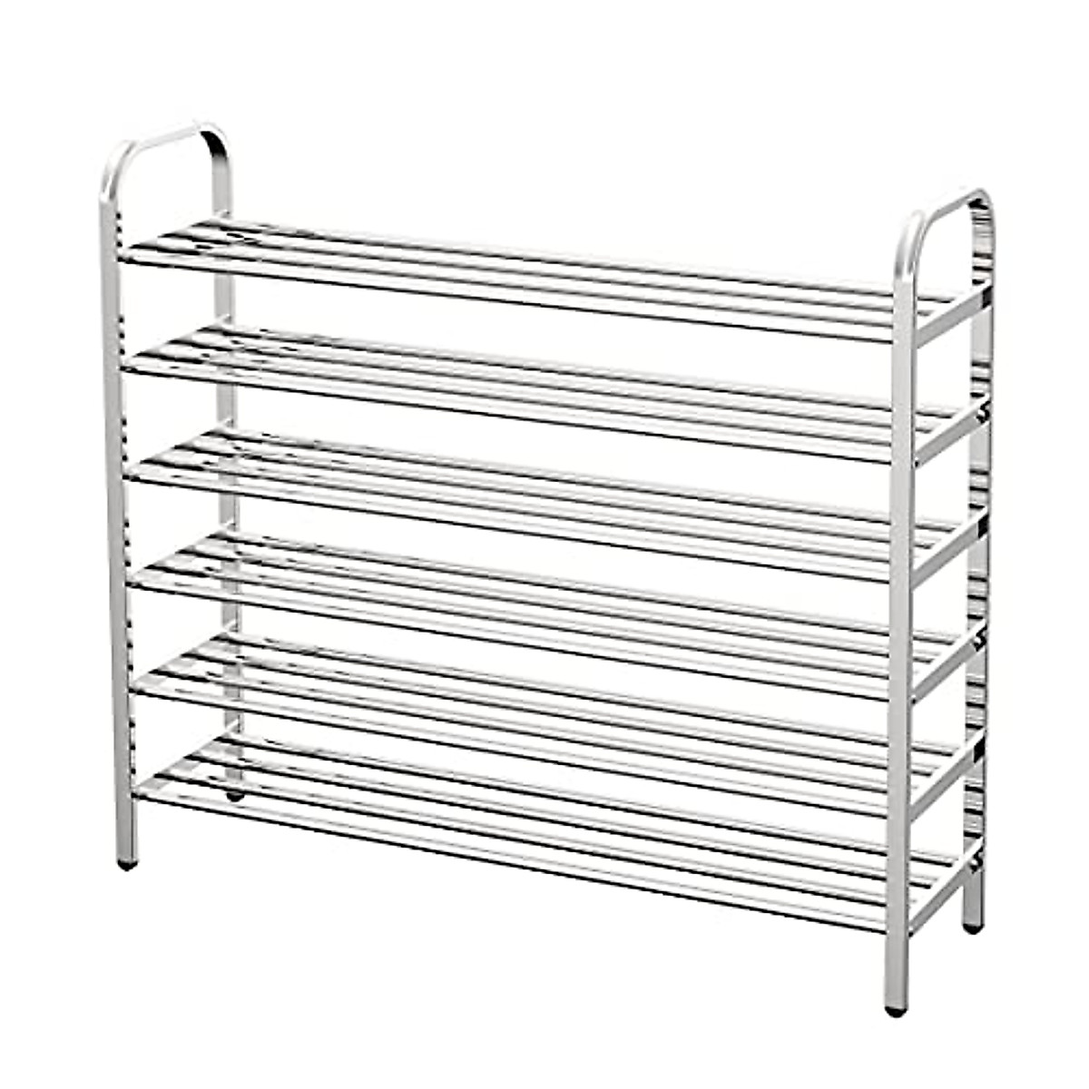 Shoe Rack Organizer for white metal,6 Tier Free Standing Shoe Rack Stainless steel Shoes Storage Shelf,Stackable Shoe Shelf for Entryway Doorway in silver