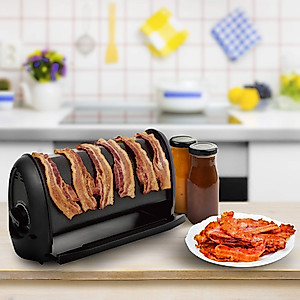 J-Jati Bacon cooker Maker Crispy Bacon Grill Non-Stick Crispy Bacon Home Bacon Maker Breakfast Crispy Bacon 6 strips bacon maker Black Removable Drip tray Bacon Cooker