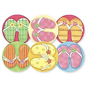 Flip-Flops, Too Envelope Seals - Set of 144 (6 Designs) Self-Adhesive, Flat-Sheet, 1-1/2" Sticker Seals, by Colorful Images