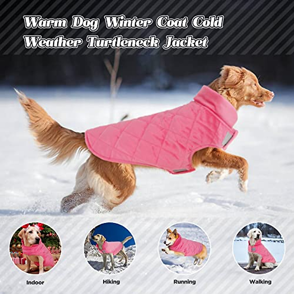 IDOMIK Dog Winter Coat Cold Weather Jacket, Pet Thick Fleece Lining Vest Reversible Warm Clothes, Windproof Snowproof Padded Sweater Outfit Apparel,Adjustable Cozy Snowsuit For Small Medium Large Dogs
