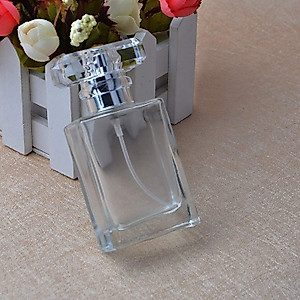 2 Pack - 30ML Flint Glass Refillable Perfume Bottle, Square Portable Cologne Atomizer Empty Bottle with Spray Applicator For Travel (Transparent and Black)