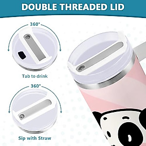 Nexawaveo Stainless Steel Tumbler with Handle and Straw Running Puppy Fits in Standard Cup Holder Iced Coffee Cups for Smoothie Cocktail Beer Soda Fruit Juice