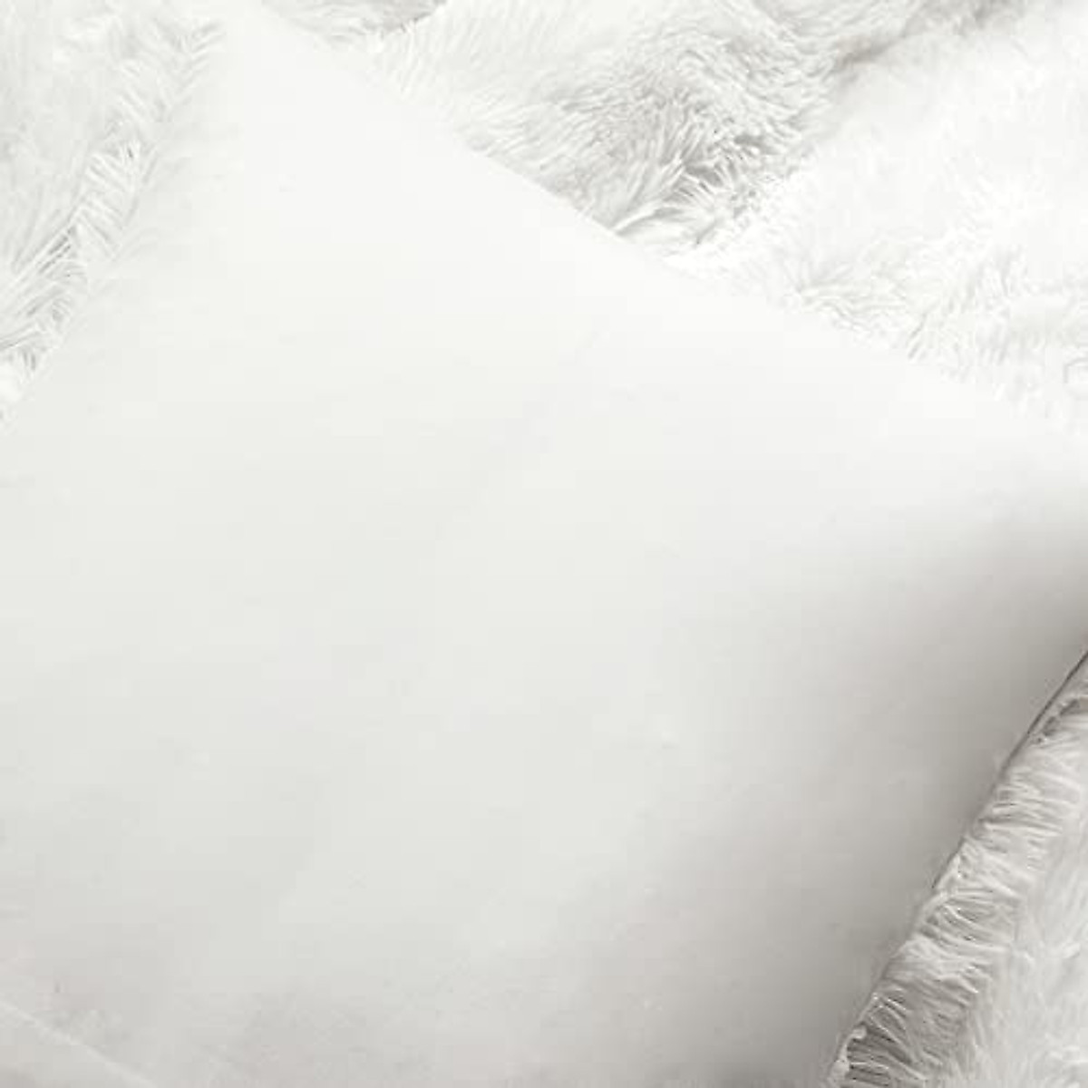 Lush Decor Emma Soft Fluffy Faux Fur Oversized Duvet Cover Set, Full/Queen, White - Warm Plush 3 Piece Bedding Set