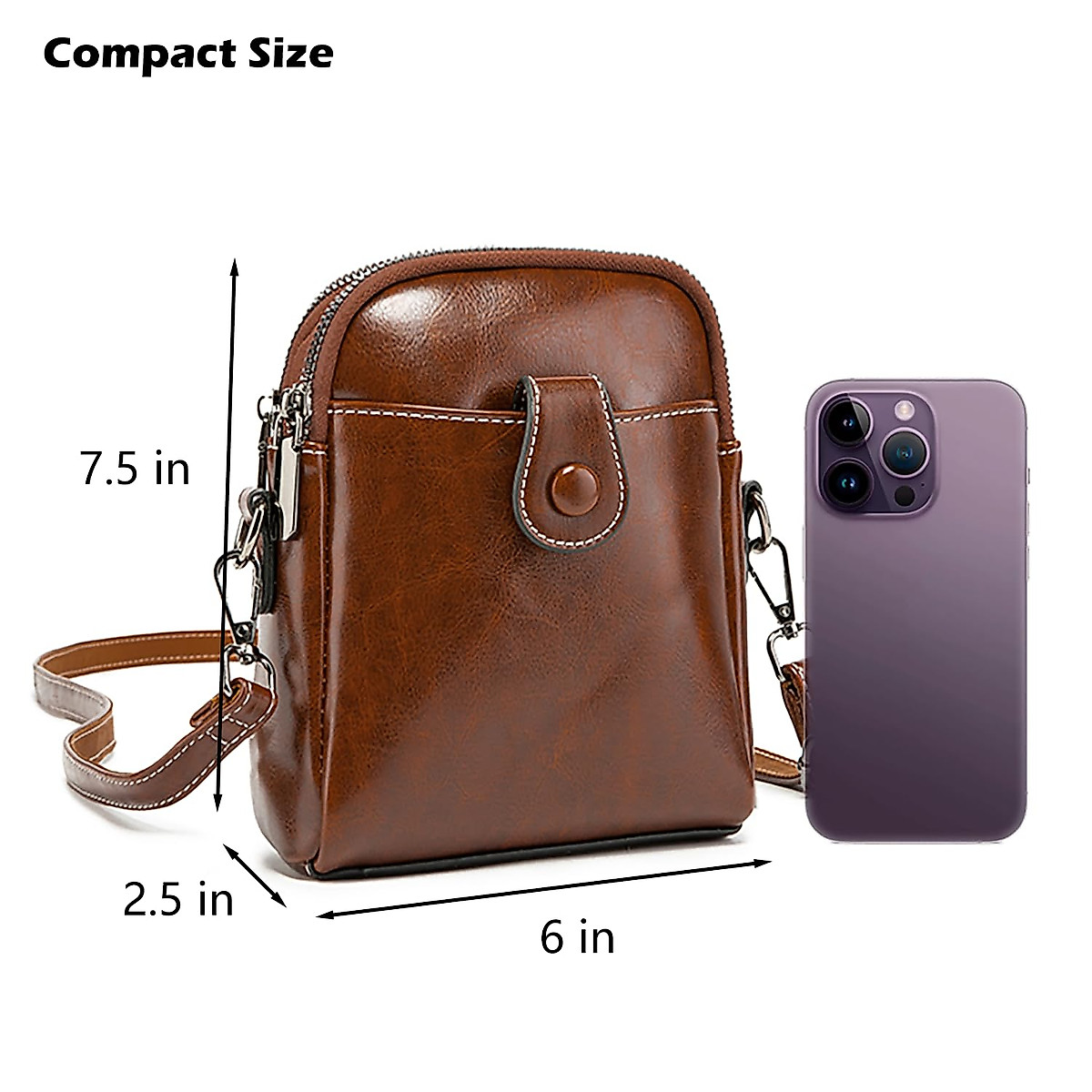 IMCUZUR Small Crossbody Bag for Women Cell Phone Leather Purse Wallet with Adjustable Strap