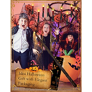 Qaeshi Floating Candles with Wand Remote, 10Pcs Magic Warm Flickering Flameless Hanging Candles,Battery Operated Window LED Taper Lights for Halloween Christmas Decor Home Party