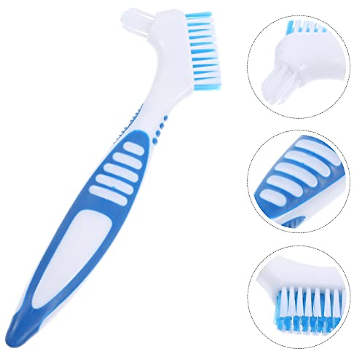 Ipetboom Mini Brush Denture Cleaning Brush Double Sided Denture Toothbrush Deep Clean Brush Small Cleaning Brush Detail Cleaning Scrub Brush False Teeth Cleaning Tool Blue Cleaning Brushes