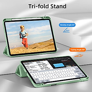 Dirrelo Compatible with iPad Pro 11 Inch Case 4th /3rd /2nd Generation(2022/2021/ 2020) with Pencil Holder, Shockproof Cover with Clear Back Shell for iPad Pro 11, Auto Sleep/Wake, Mint Green