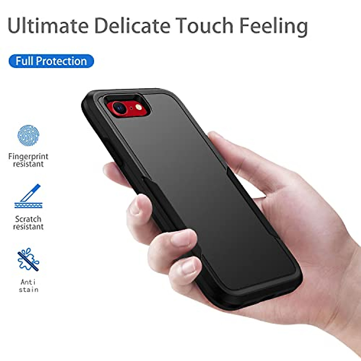 Hsefo Compatible with iPhone SE 2020/2022 Case, for iPhone 7/8 Case, Heavy Duty Shockproof Protective Black Phone Case for SE2 / SE3 / 7/8, 4.7-inch