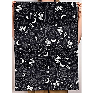 CENTRAL 23 Black Wrapping Paper - Wizard Symbols - 6 Sheets Thick Gift Wrap - Halloween Wrapping Paper - Comes With Fun Stickers