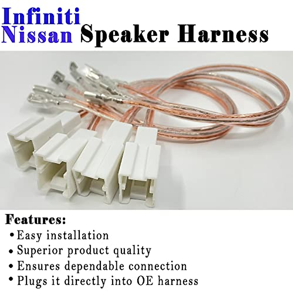 4 Pack Speaker Wire Harness Adapter Replacement for Nissan Speaker Harness 2004-2021, Infiniti Speaker Harness 2006-2018 Car Speaker Connector Harness Adapter