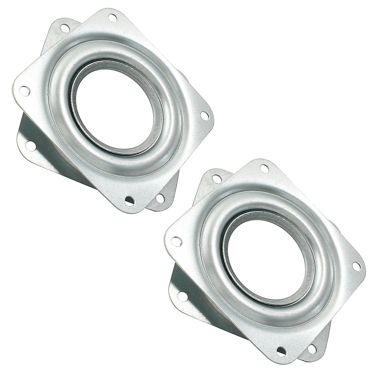 Suiwotin 2pcs 3" Square Lazy Susan Turntable Heavy Duty Lazy Susan Hardware, Steel Ball Bearing Rotating Tray Swivel Plate for Dining Table, Stool Chair, Pantry, Organizer (Silver)