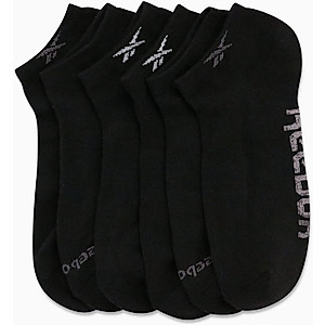 Reebok Men’s Low Cut Socks – 6 Pack Basic Cushion Low Cut No Show Socks for Men - Men's Athletic Socks (Size: 6-12.5), Size 6-12.5, Classic Black