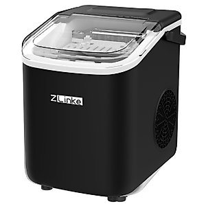Countertop Ice Maker Machine - 6 Mins 9 Bullet Ice, 26.5lbs/24Hrs, Portable With Self-Cleaning, Scoop, and Basket (Black)