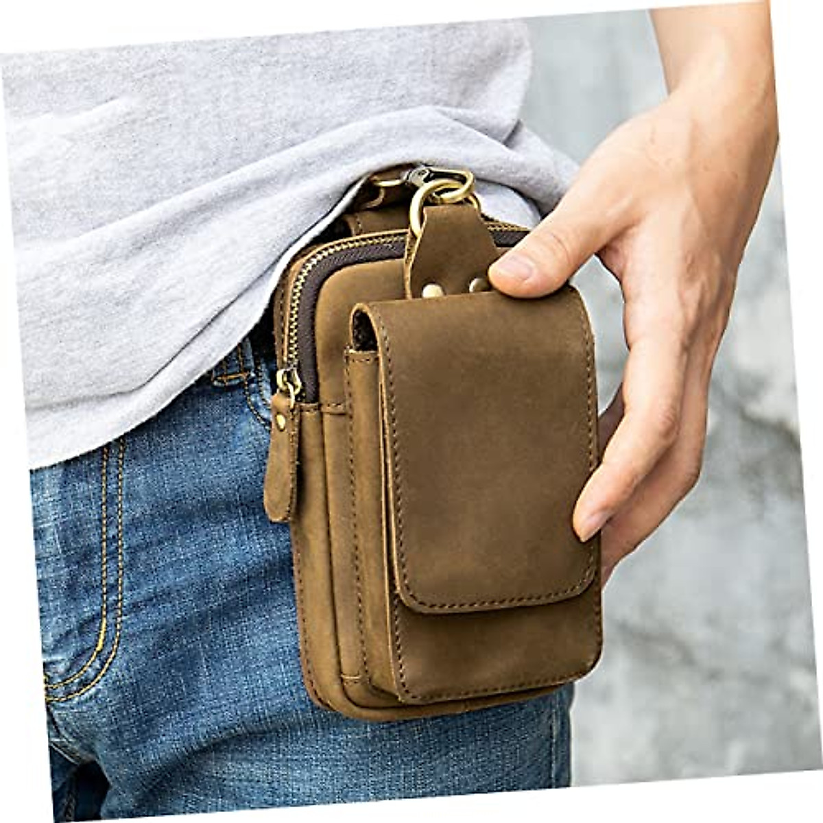 CUBTOL 2pcs Fanny Pack Pocket Holster Multitool Holster Loincloth for Men Duty Belt Accessories Tool Pouch Belt Pouch Wear a Belt Men's Toolbox Pu Light Brown Waist Pack for Men