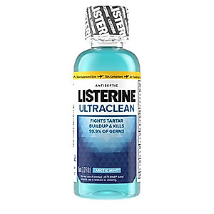 Listerine Ultraclean Oral Care Antiseptic Mouthwash with Everfresh Technology to Help Fight Bad Breath, Gingivitis, Plaque and Tartar, Arctic Mint, Travel Size, 3.2 fl. oz
