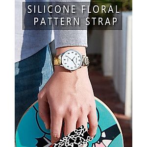 20mm Floral Silicone Sport Bands Compatible for Galaxy Watch 6/Watch 5/Galaxy Watch 4 40mm 44mm/Classic 42mm 46mm/Watch 3 41mm, Active 2 Watch Bands,Diamond Rose Butterfly Replacement Strap for Women