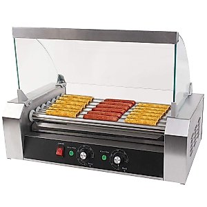 New Commercial 18 Hot Dog Hotdog 7 Roller Grill Cooker Machine w/ Cover
