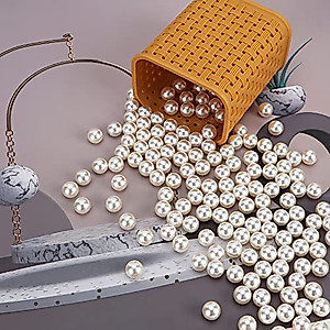 200pcs Art Faux Pearls Undrilled Faux Pearls No Hole Imitation Round Pearls Beads Loose Pearls Decorative Bulk Filler Beads for Jewelry Making, Crafts DIY, Table Scatter, Home Decoration (Ivory 14MM)