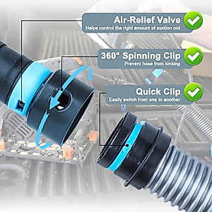 1 1/4 Inch x 12 Feet Dust Collection Hose Kit for Home and Shop Vacuums System with 5 Adapters of Woodworking Power Tool and Sander, Compatible with Multi-Brands, Silver Gray Vacuum Hose