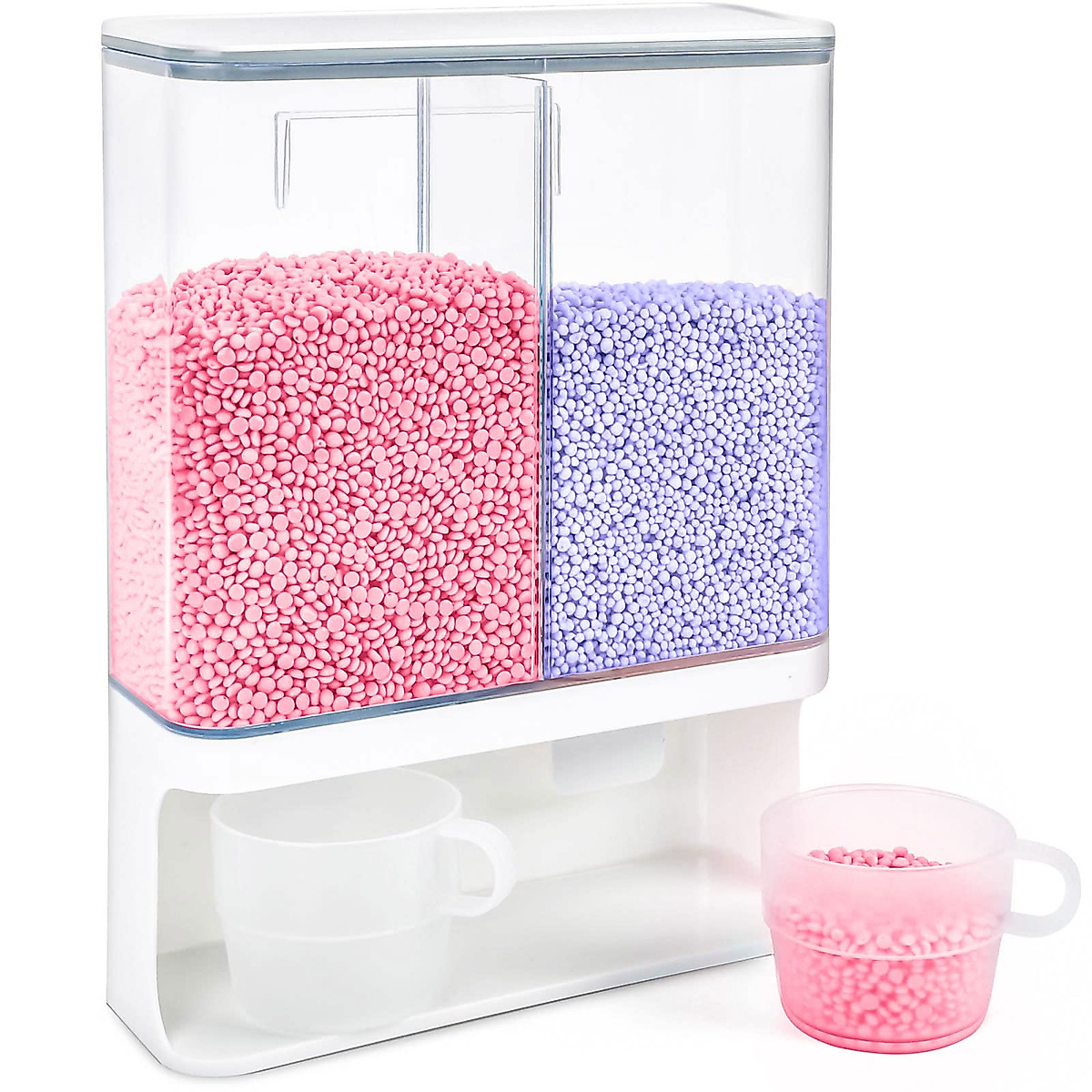 Conworld Rice Dispenser Kitchen Organization, Wall-Mounted Dry Food Storage Container with Lids and 1 cup, Laundry Detergent Dispenser.Suitable for Black Rice, Pet Food, Beans, Laundry Scent Beads