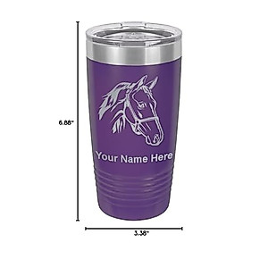 LaserGram 20oz Vacuum Insulated Tumbler Mug, Horse Head 2, Personalized Engraving Included (Dark Purple)