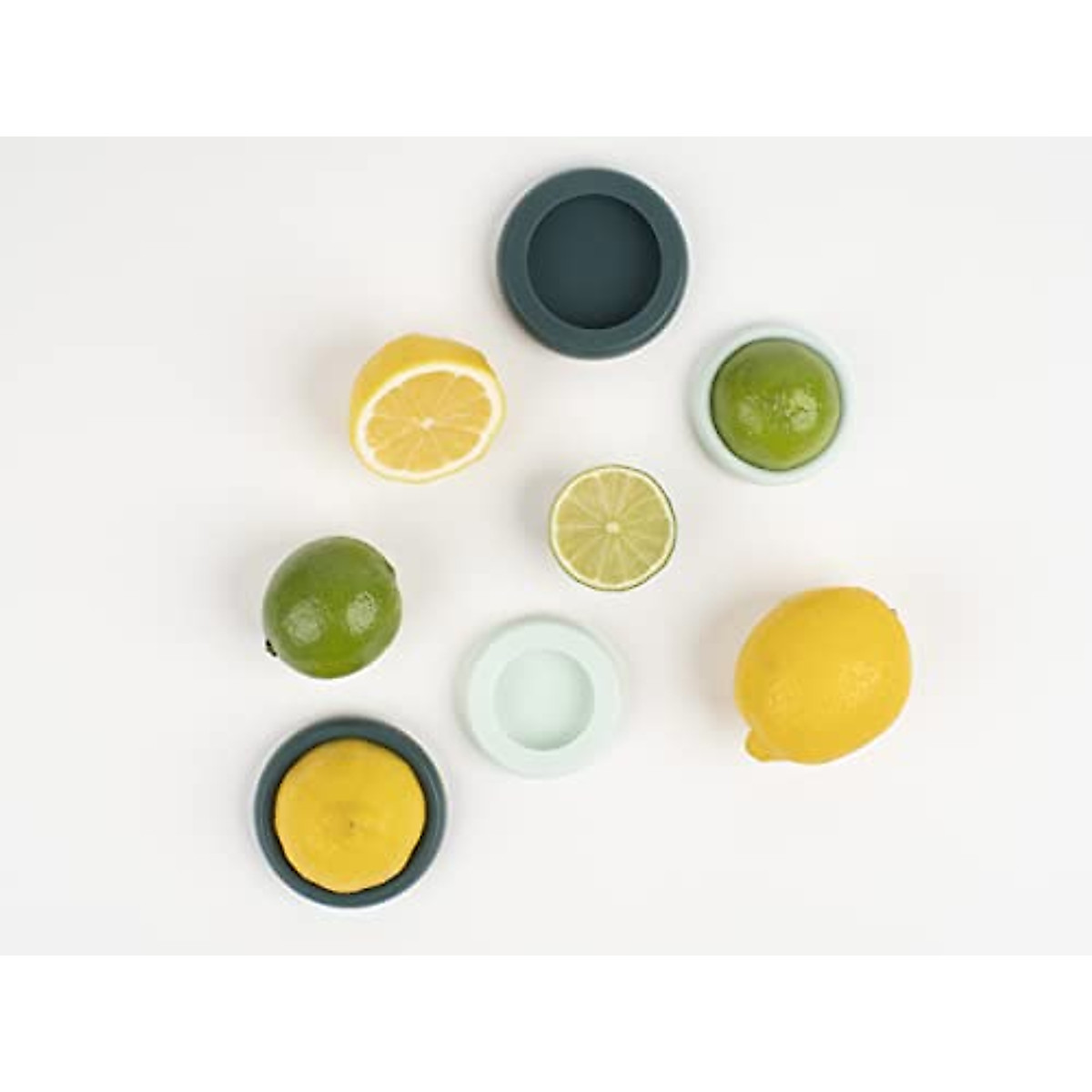 Food Huggers 2pc Reusable Silicone Citrus Savers | BPA Free & Dishwasher Safe | Fruit Produce Storage for Orange, Lemon, Lime, Banana, Cans & More | 2 Pack Round, Forest Mint