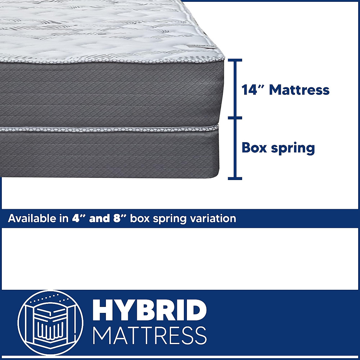 Greaton 14-Inch Firm Double Sided Tight top Innerspring Mattress and 8" Split Wood Box Spring/Foundation Set, Full XL