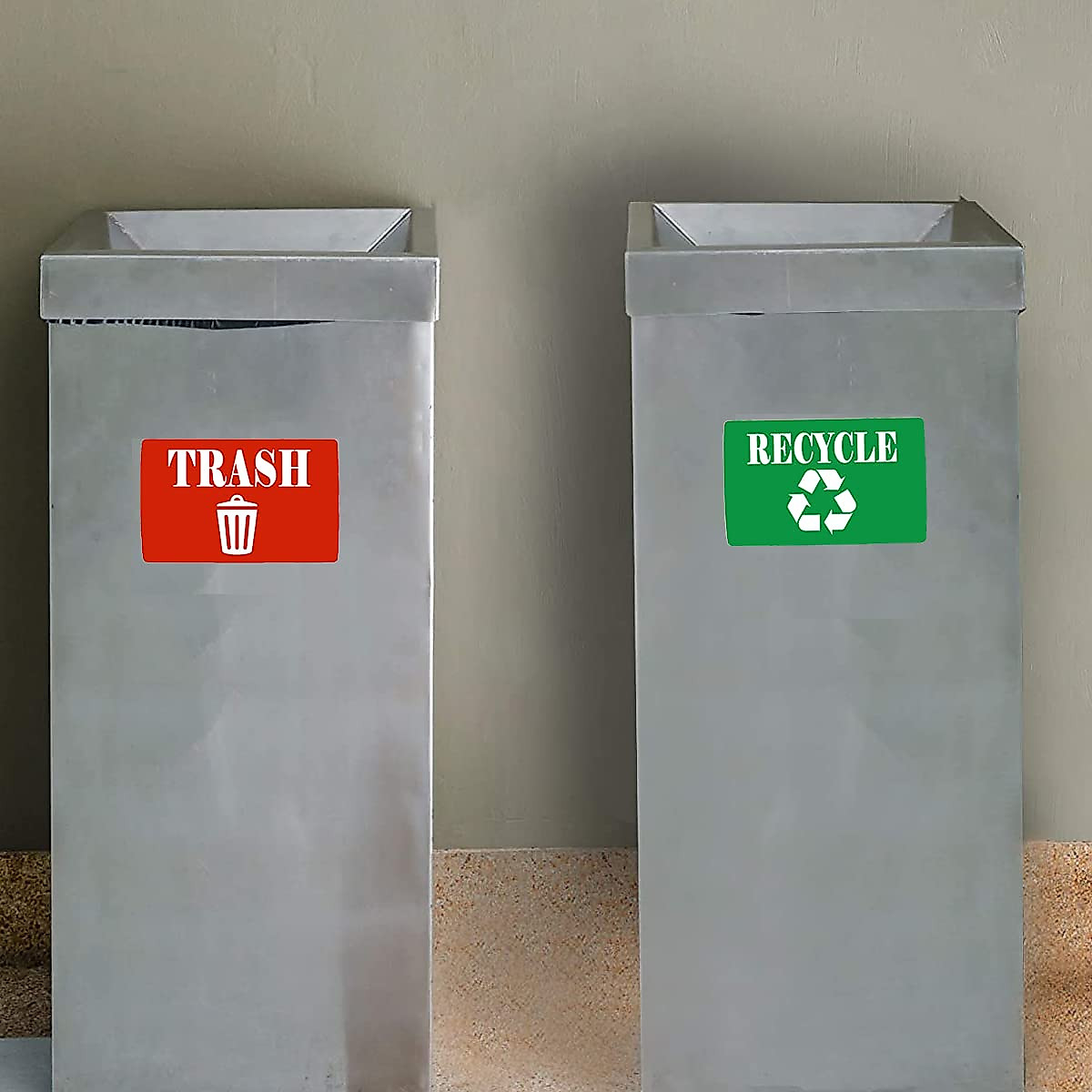 Trash Disposal Labels Self Adhesive Stickers, 2 x 3 Inch Recycle Sticker for Trash Can - Perfect Bin Labels, Ideal Signs for use on Home or Office Refuse Bins (256 Labels)