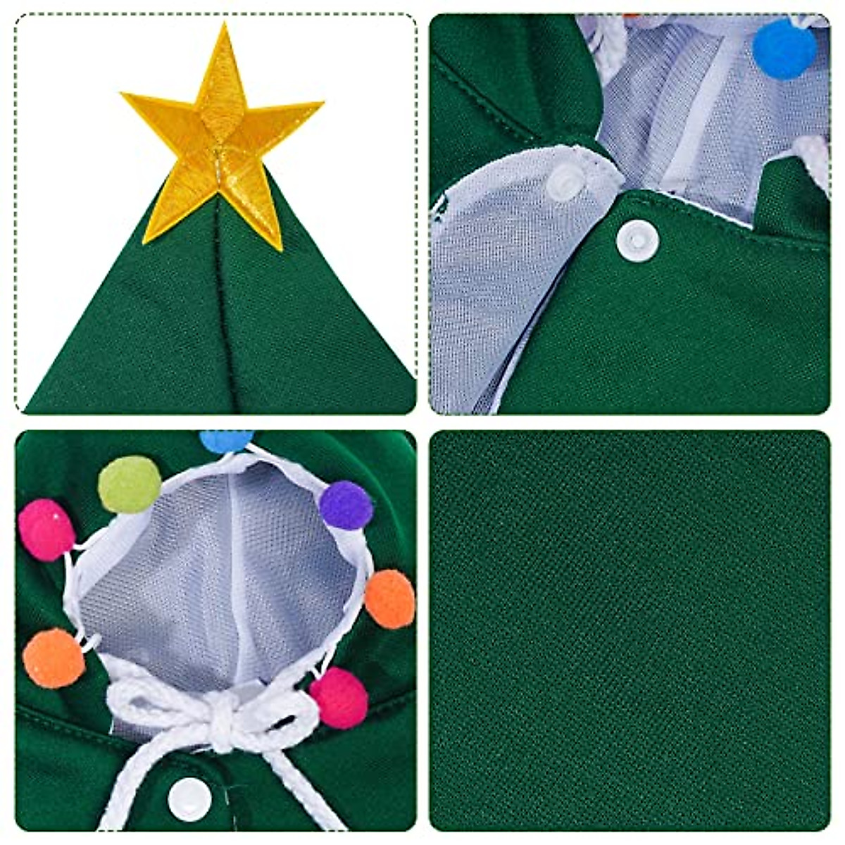 Lystaii Pet Christmas Costume Cloak Cat Santa Cape with Santa Hat Star and Pompoms Accesories Puppy Dog Xmas Party Cosplay Dress Velvet Winter Warmer for Dog Cats (Large, Green)