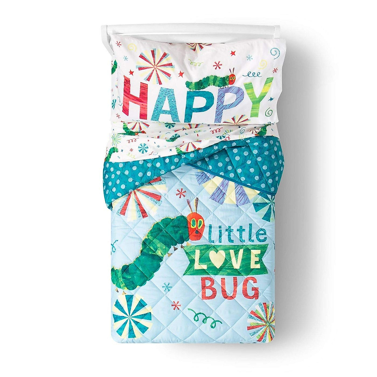 Jay Franco The Very Hungry Caterpillar 4 Piece Toddler Bed Set – Super Soft Microfiber Bed Set Includes Toddler Size Comforter & Sheet Set (Official Eric Carle Product)