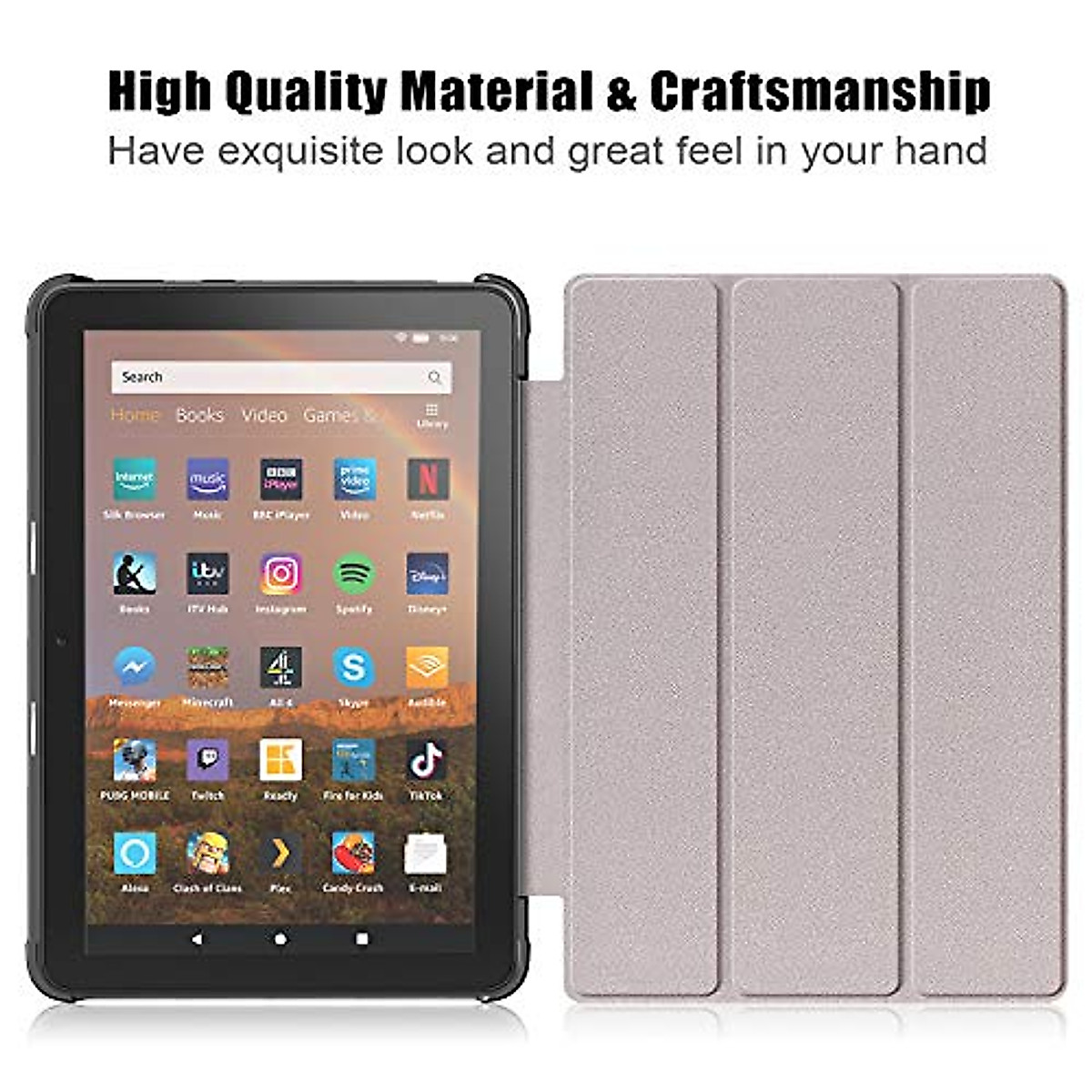 KuRoKo Case Compatible with Amazon Kindle Fire HD 8/HD 8 Plus Tablet(12th Generation 2022 & 10th Generation 2020 Release), Slim Light Cover with Auto Wake/Sleep-Butterfly