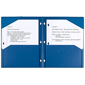 Five Star 2 Pocket Folders, 4 Pack, Stay-Put Folders, Plastic Colored Folders with Pockets & Prong Fasteners for 3-Ring Binders, 11” x 8-1/2”, Black, Red, Green, Blue (38049)