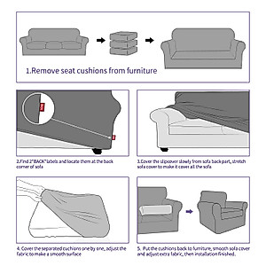 ZNSAYOTX 2 Piece Chair Covers for Living Room with Arms Anti Slip Stretch Arm Chair Slipcovers Sofa Armchair Slipcover Machine Washable Furniture Protector (Black and White, Chair)