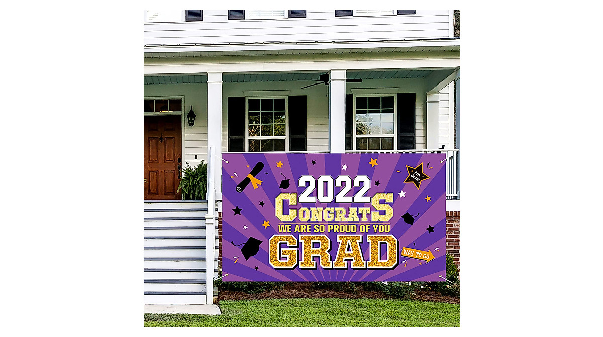 Graduation Party Banner 2022 - Purple Class of 2022 Decorations