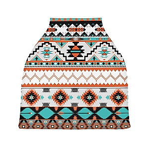 Ethnic Geometric Chevron Aztec Nursing Cover Breastfeeding Scarf, Stretchy Infant Carseat Canopy Multi-use Stroller Cover Car Seat Cover for Baby Girl Boy