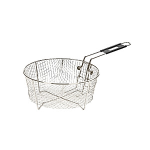 Lodge L10CF3 Cast Iron Covered Deep Skillet, Pre-Seasoned, 5-Quart & 10FB2 Deep Fry Basket, 10.25-inch