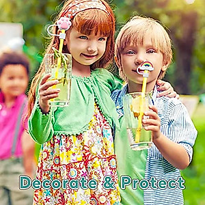 Silicone Word Straw Cover Cute Reusable Drinking Straw Caps Lids Dust-Proof Straw Plugs for Straw Tips for Home Kitchen Accessories (D-8PCS)