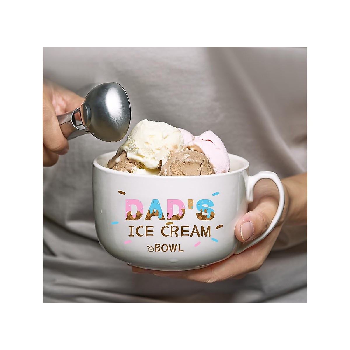 EUUPS Dad Gifts for Fathers Day - Dad's Ice Cream Bowl and Scoop, Shovel Dad's Ice Cream Spoon - Dad Gifts from Daughter Son - Ideal Dad Christmas Birthday Gift