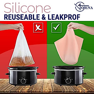 2-Pack Silicone Crock pot Liner Reusable | Crock Pot Liners for Oval and Round Pot | Crock pot Liner | Slow Cooker Liners | Silicone Crock pot Liner | Food Grade Crock pot Liners | 6-8 Quarts