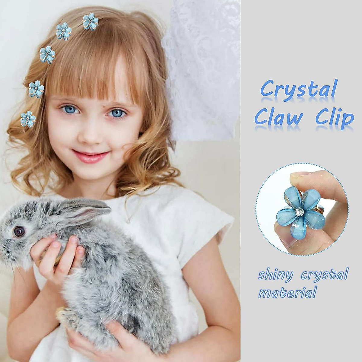 Doromy Floral Pearl Barrette 15 Packs Crystal Hair Clips, Mini Flower Crystal Claw Clip Small Barrettes for Women's and Girls Hair Accessories