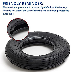 GICOOL 4.80/4.00-8 Replacement Tire and Inner Tube Set, 2 Pack, 15" Heavy Duty Tire and Wheel, TR-13 Straight Valve Stem, for wheelbarrow Trolley Dolly Garden Wagon Wheel Replacement