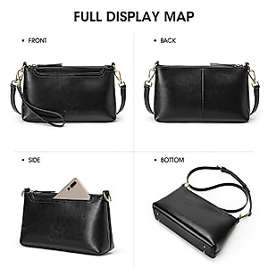 Kattee Leather Crossbody Bags for Women Trendy, Small Shoulder Purses and Handbags, Wristlet Clutch Wallet with 2 Straps
