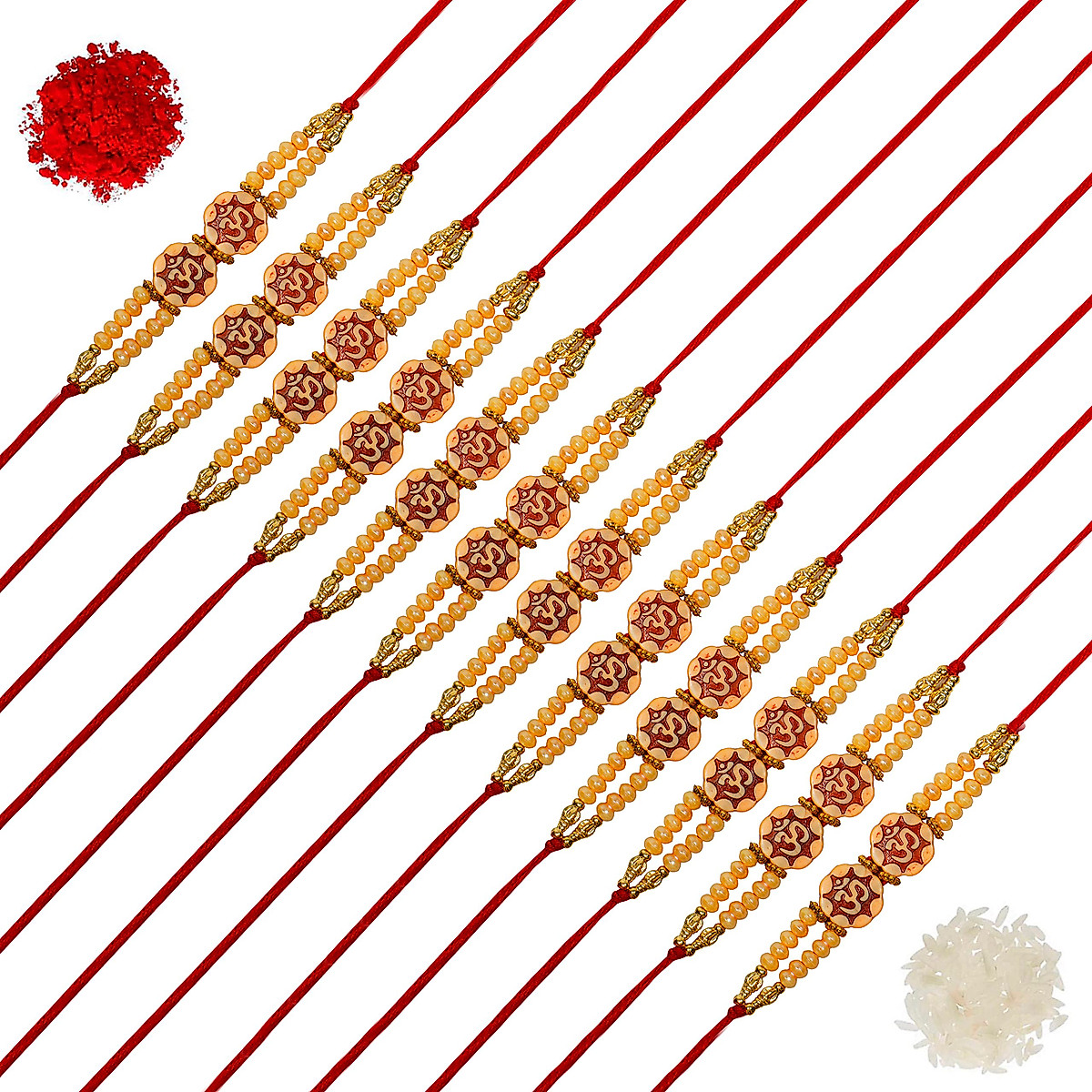 RAKHI MELA for Brother / bracelet Set of 12 Designer Raksha bandhan Rudraksha Indian Gift 409, multicolored, Free size (SID409)
